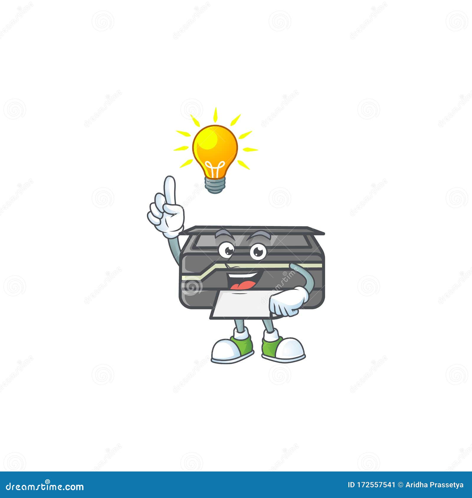 Smart Printer Cartoon Character Has an Idea Stock Vector - Illustration ...