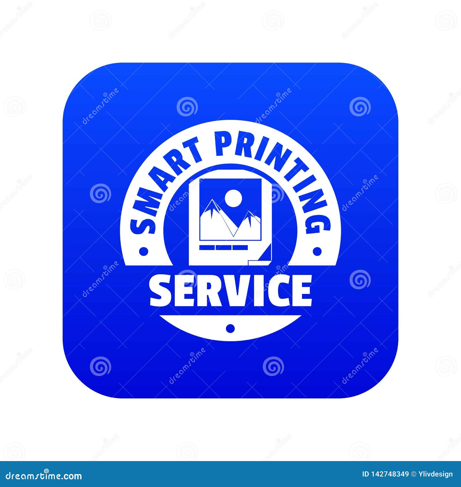 Smart Printing Service Icon Blue Vector Stock Vector - Illustration of ...