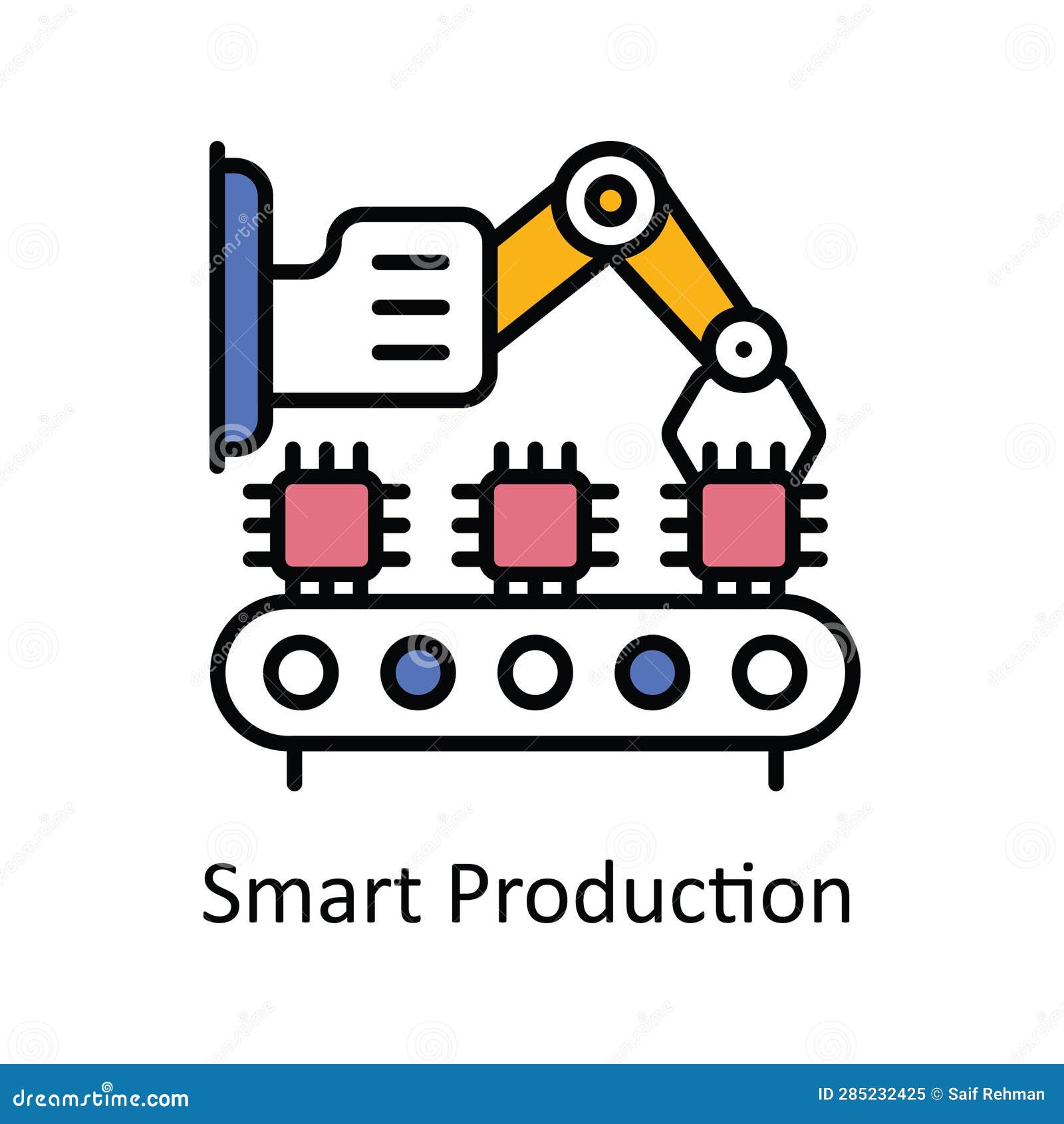 Smart Production Vector Fill Outline Icon Design Illustration. Smart Industries Symbol on White ...