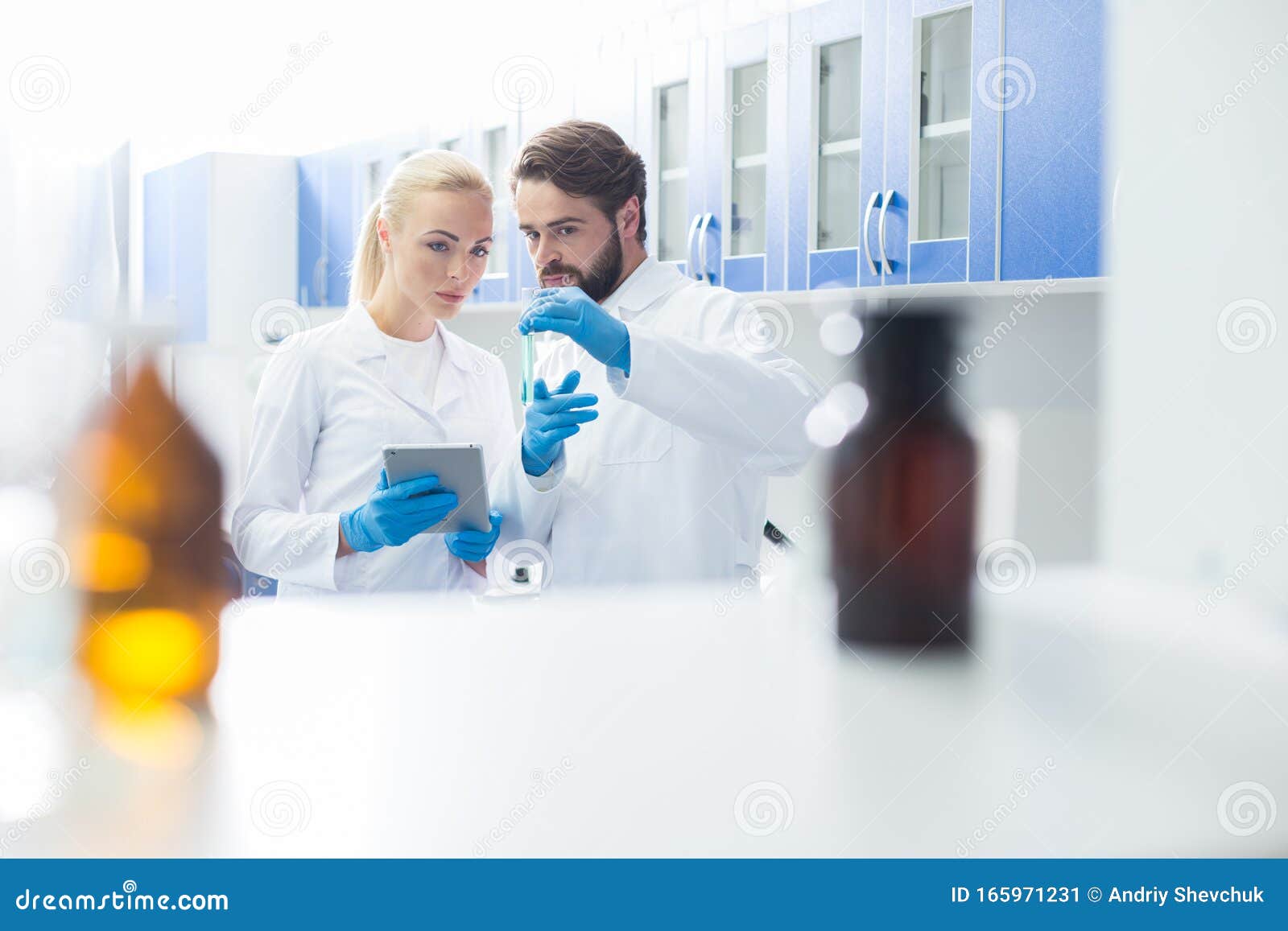 Smart Professional Scientists Working on a Project Stock Image - Image ...