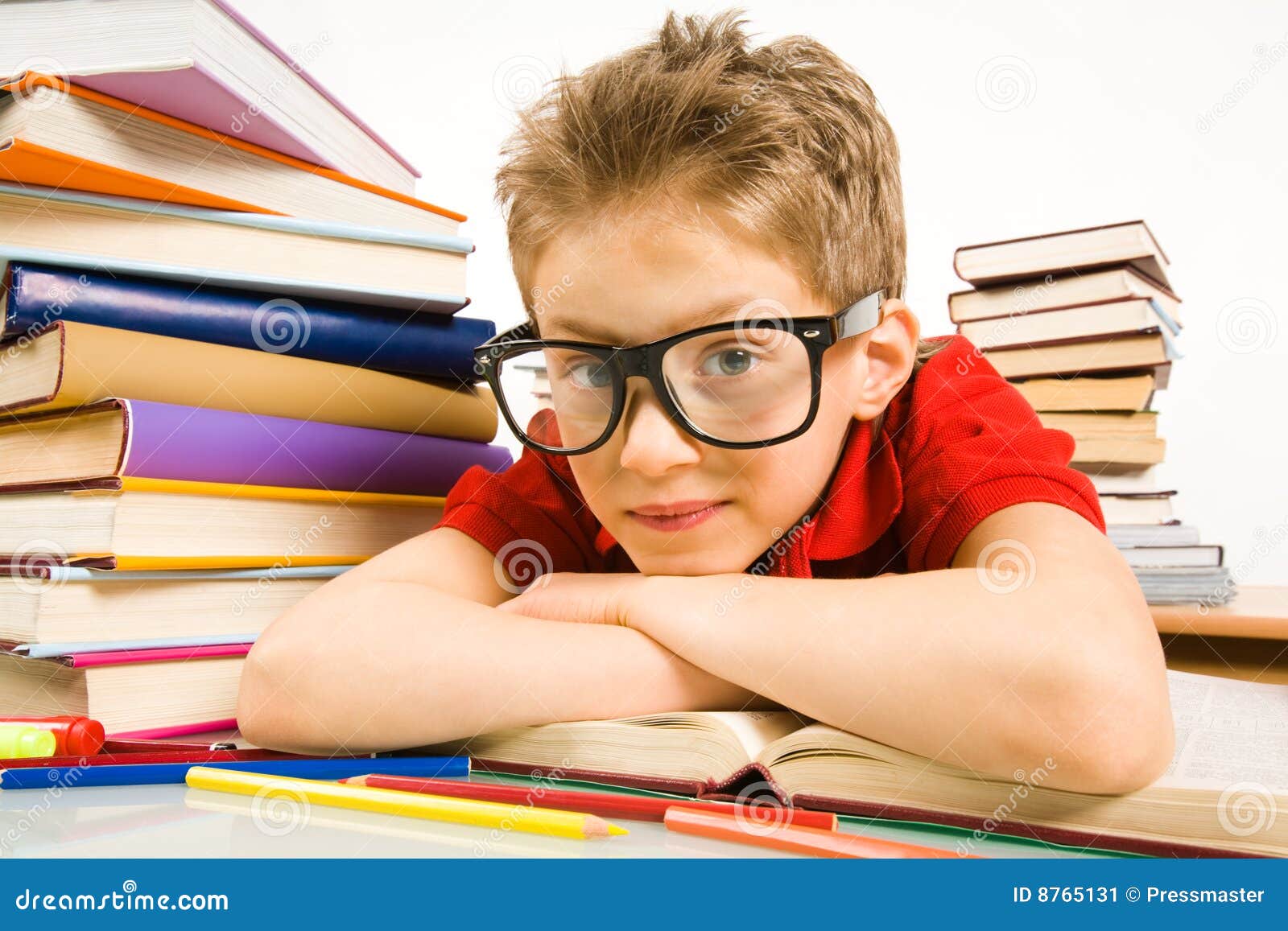 Smart pupil stock image. Image of looking, little, handsome - 8765131