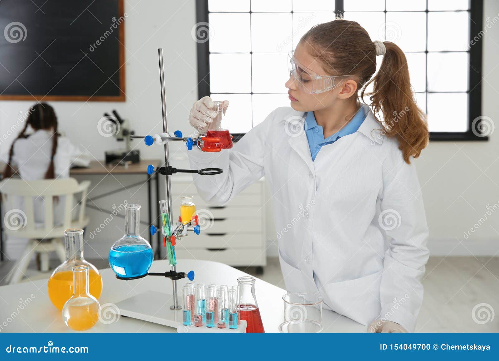 Smart Pupil Making Experiment in Class Stock Photo - Image of lesson ...