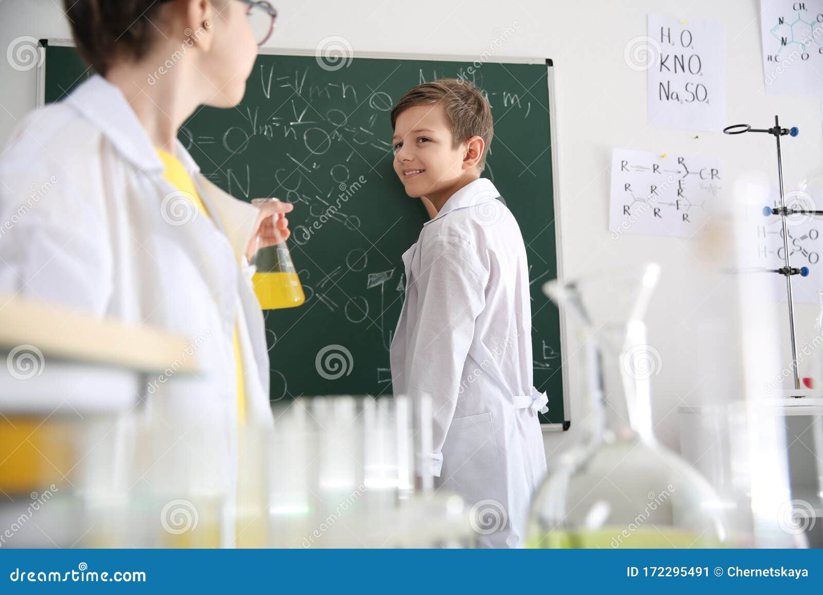 Smart Pupils Making Experiment in Class Stock Image - Image of people ...