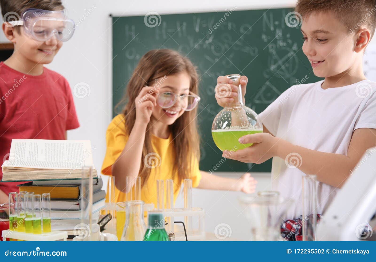 Smart Pupils Making Experiment in Class Stock Photo - Image of ...