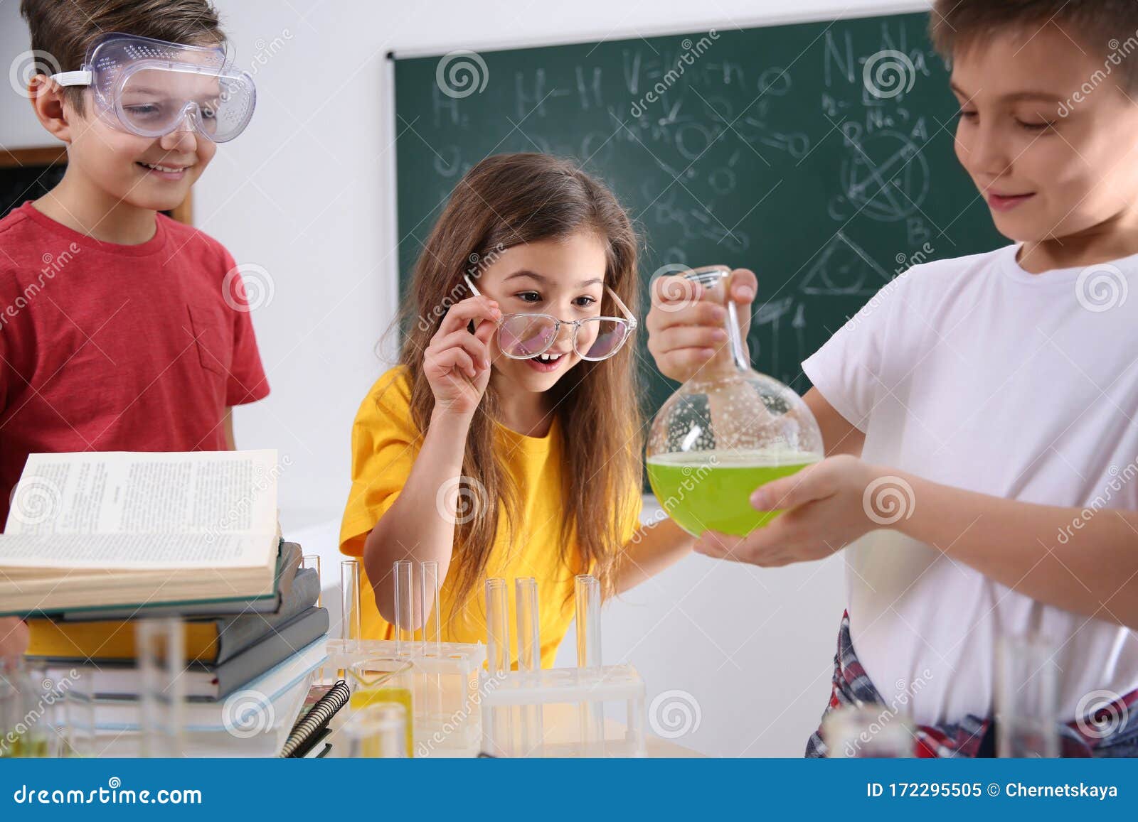 Smart Pupils Making Experiment Royalty-Free Stock Photo | CartoonDealer ...