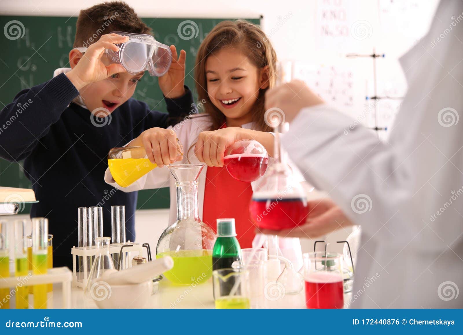 Smart Pupils Making Experiment in Class Stock Photo - Image of ...