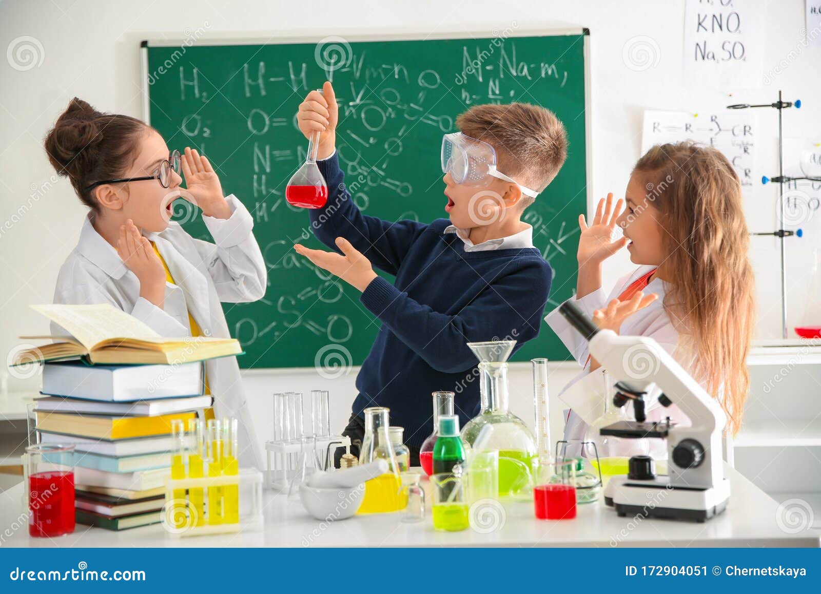 Smart Pupils Making Experiment in Class Stock Image - Image of children ...