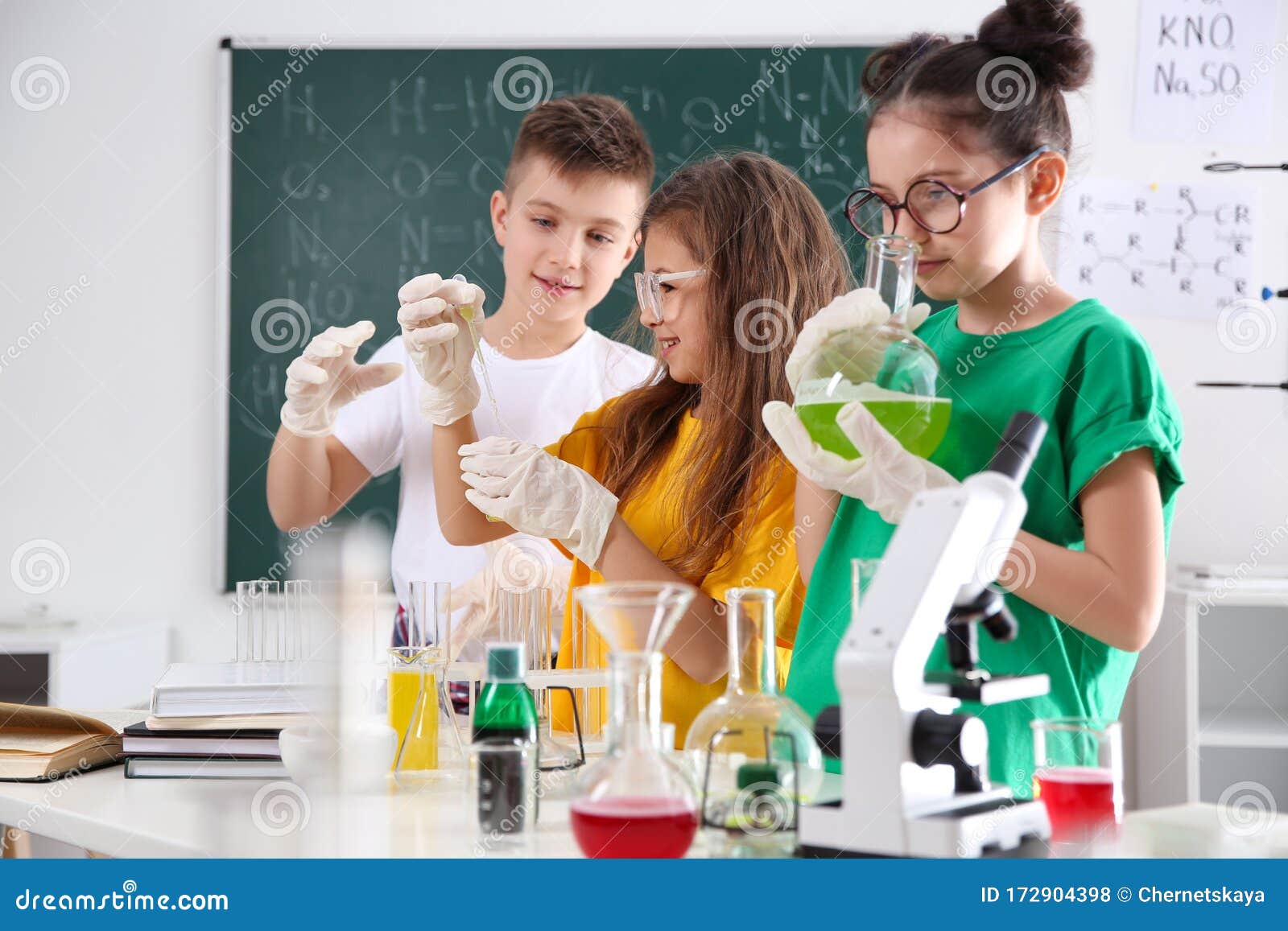 Smart Pupils Making Experiment in Class Stock Photo - Image of ...