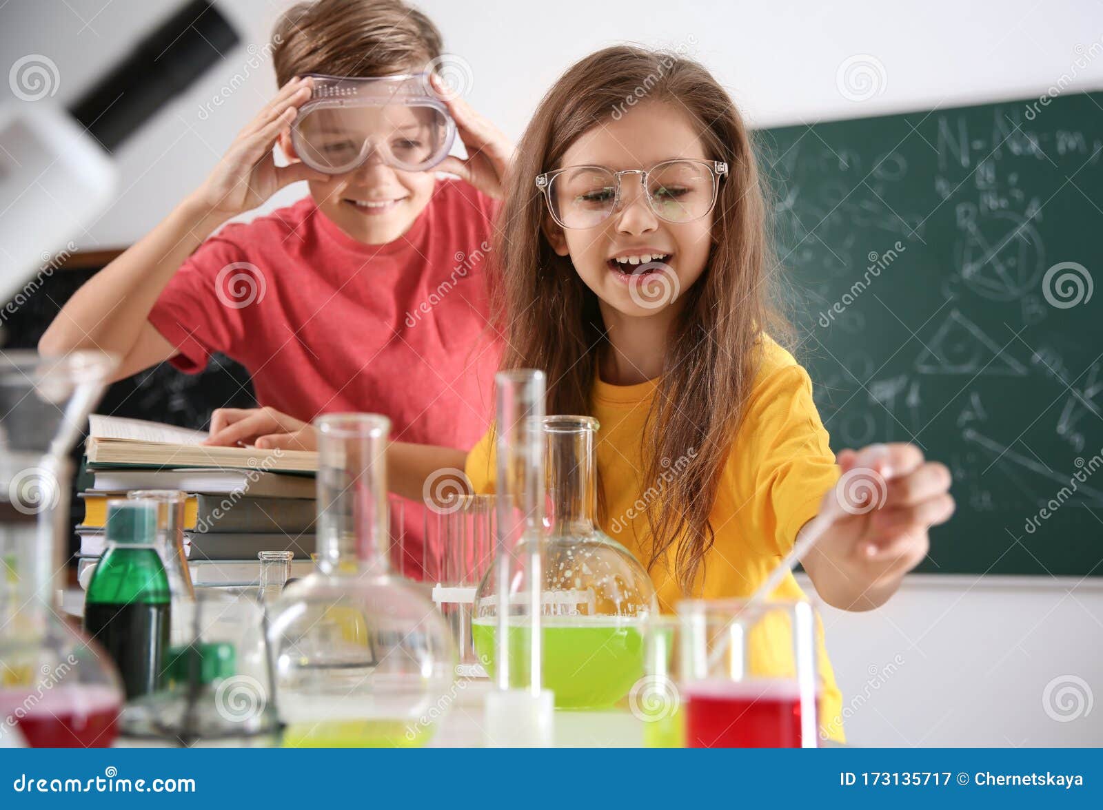 Smart Pupils Making Experiment in Class Stock Image - Image of biology ...
