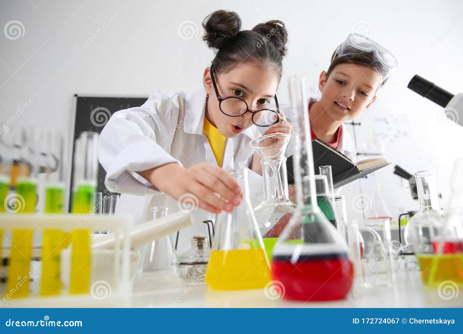 Smart Pupils Making Experiment in Class Stock Image - Image of primary ...