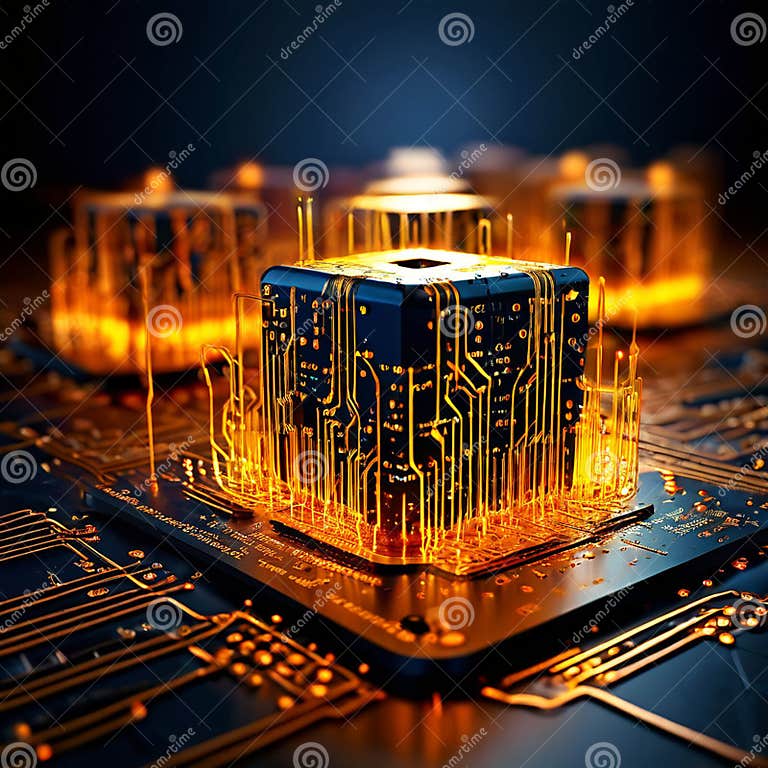 Smart Quantum Chip for Quantum Computer, Future Modern Chip Stock Image ...