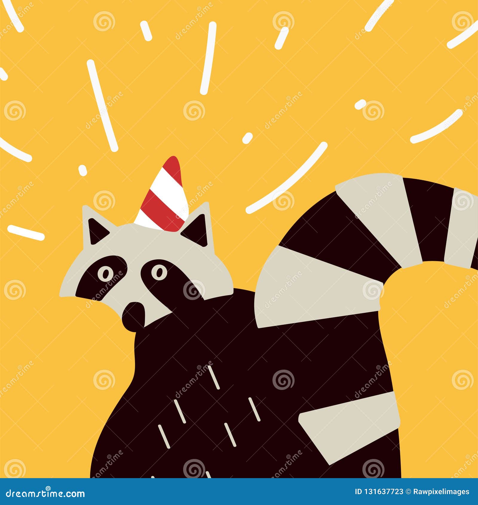 Smart Raccoon with a Party Hat Vector Graphics Stock Vector ...