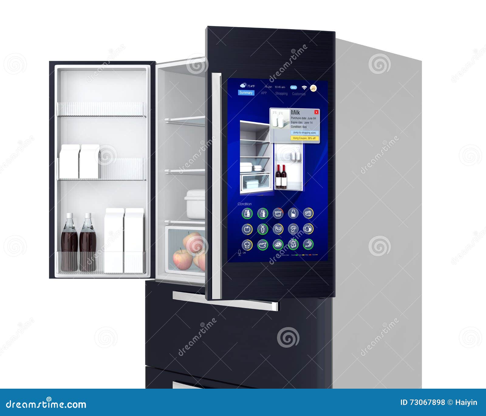 Smart refrigerator concept stock illustration. Illustration of ...