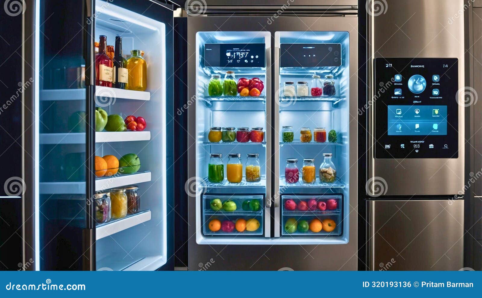 A Smart Refrigerator with a Touch Screen Interface. Stock Illustration ...