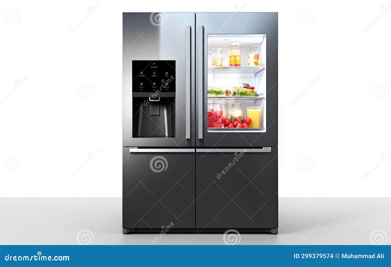 Smart Refrigerator with Touchscreen on White Background Stock Photo ...