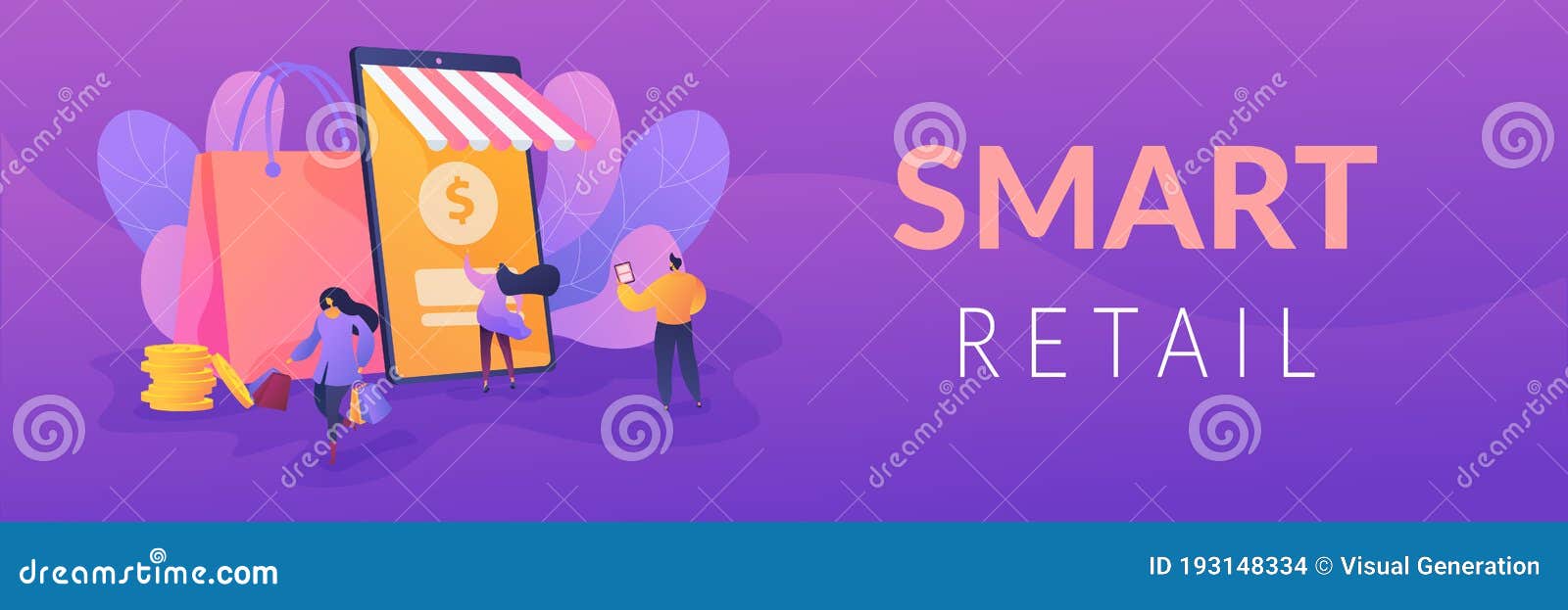 Smart Retail in Smart City Web Banner Concept. Stock Vector ...
