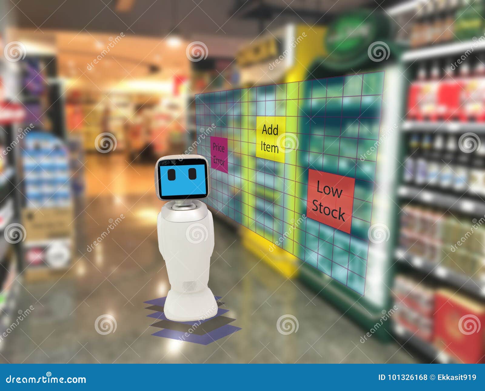 Smart Retail Concept, Robot Service Use for Check the Data of or Stores ...