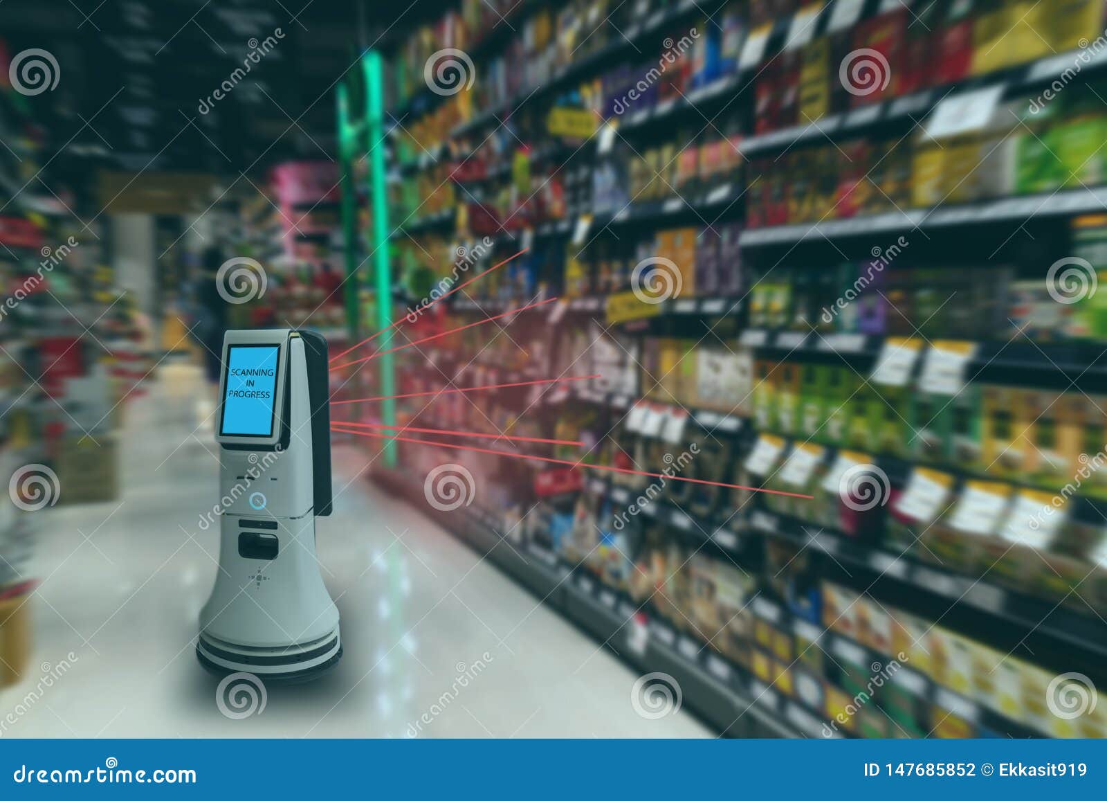 Smart Retail Concept, Robot Service Use for Check the Data of or Stores ...