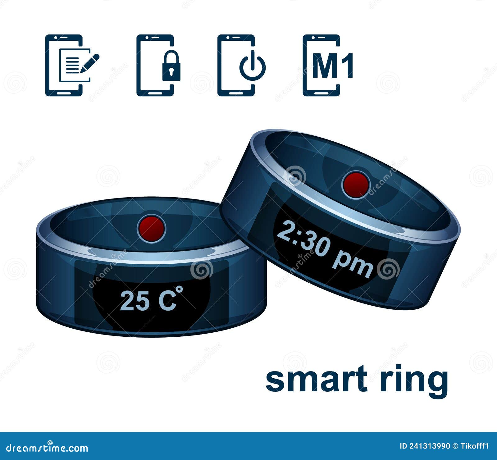 Smart Ring Realistic Style Isolated White Background Stock Vector ...