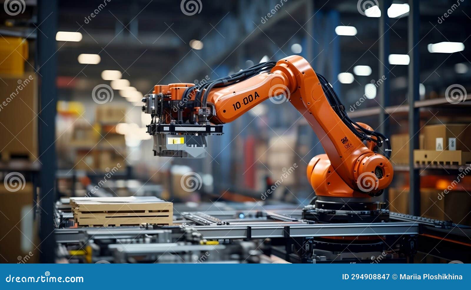 Smart Robot Arm System for Innovative Working at Factory. Stock Image ...