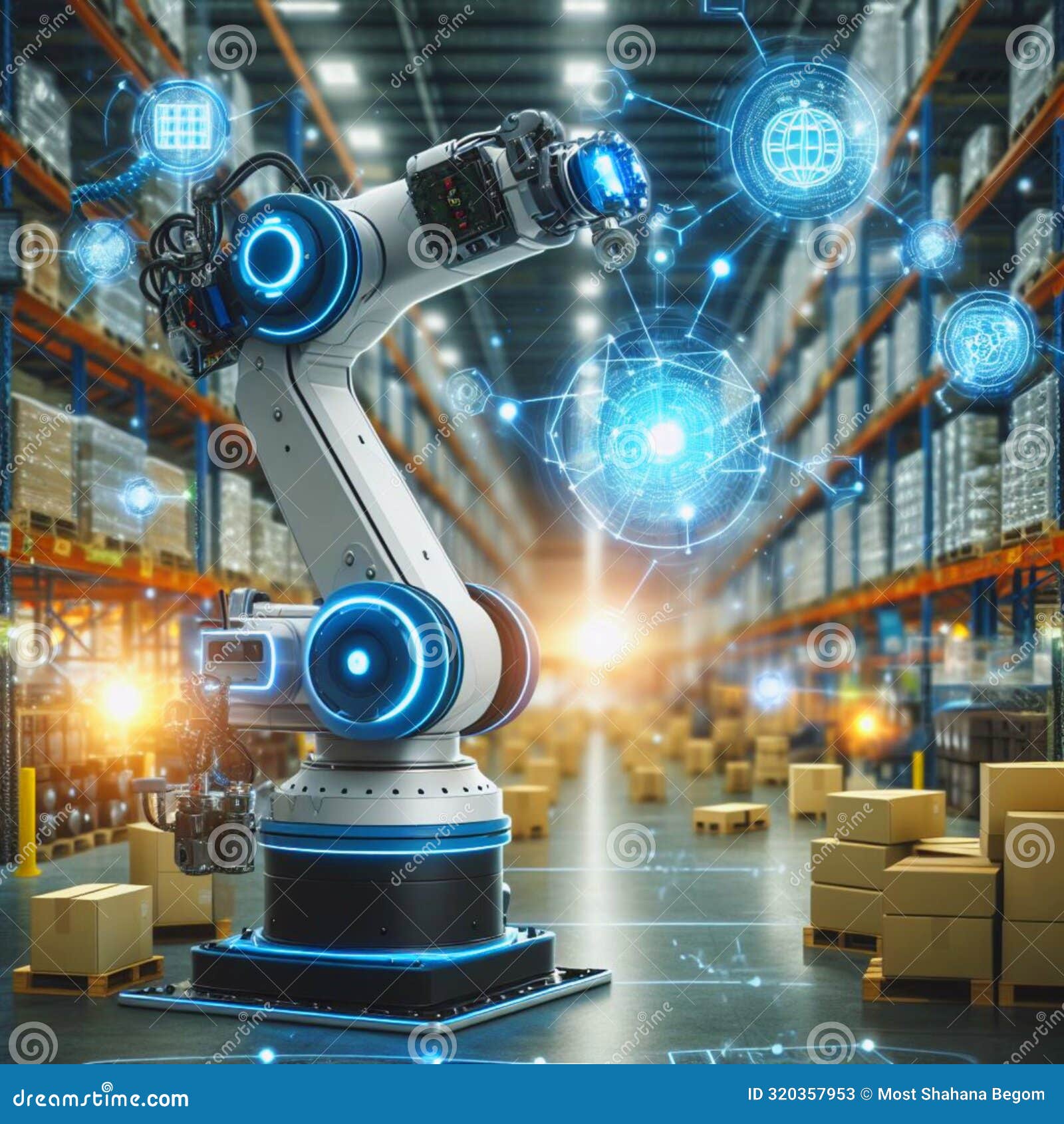 A Smart Robot Business Management Stock Illustration - Illustration of ...