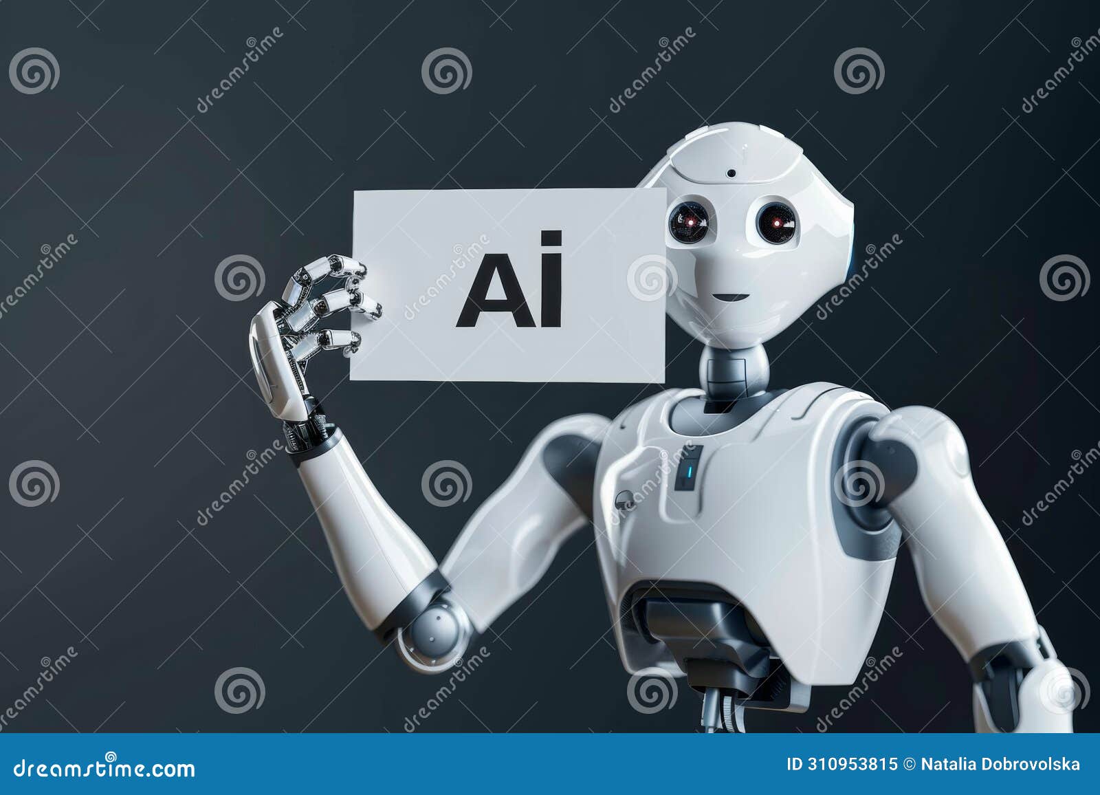 Smart Robot Holding Sign Ai,machine Learning Stock Image - Image of ...