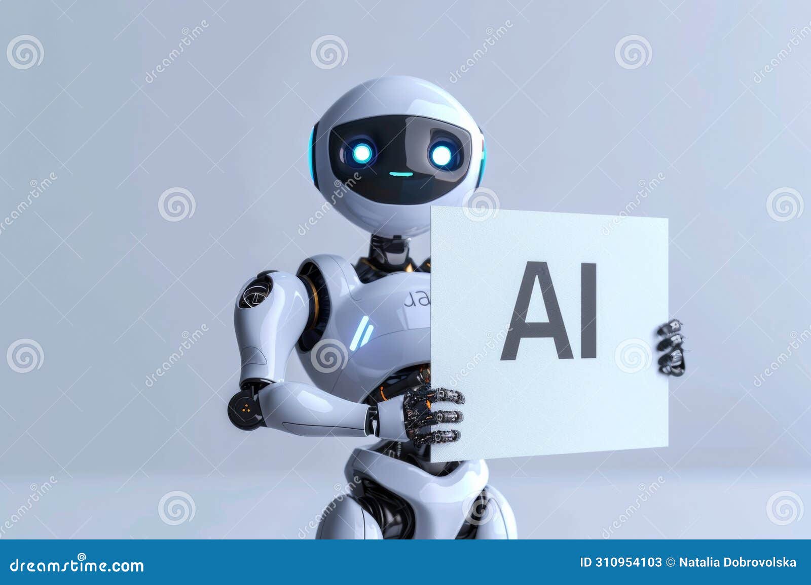 Smart Robot Holding Sign Ai,machine Learning Stock Image - Image of ...