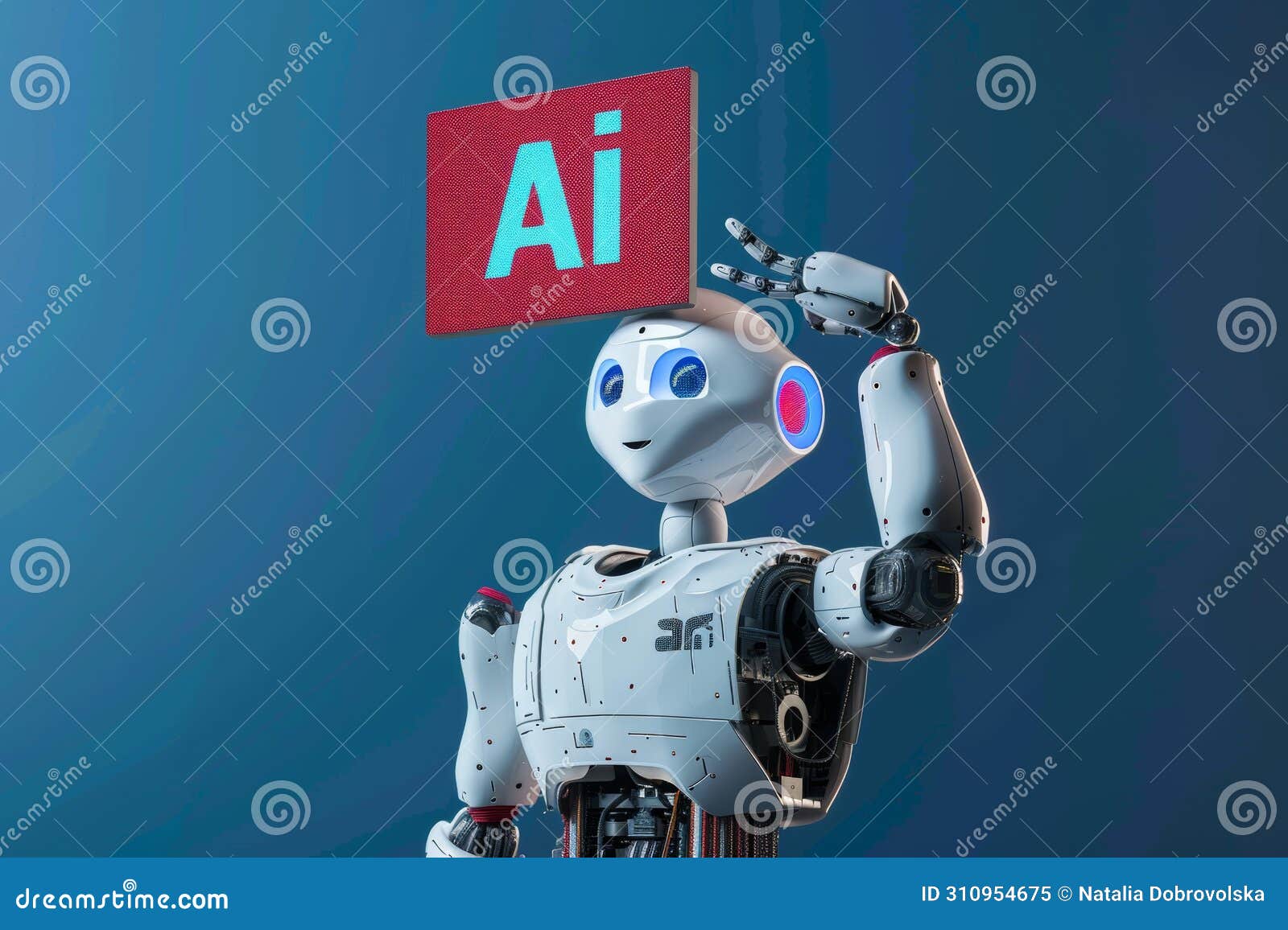 Smart Robot Holding Sign Ai,machine Learning Stock Image - Image of ...