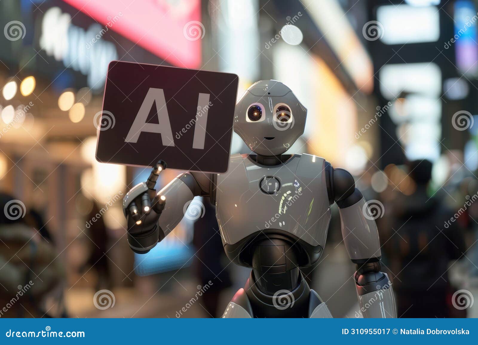 Smart Robot Holding Sign Ai,machine Learning Stock Image - Image of ...