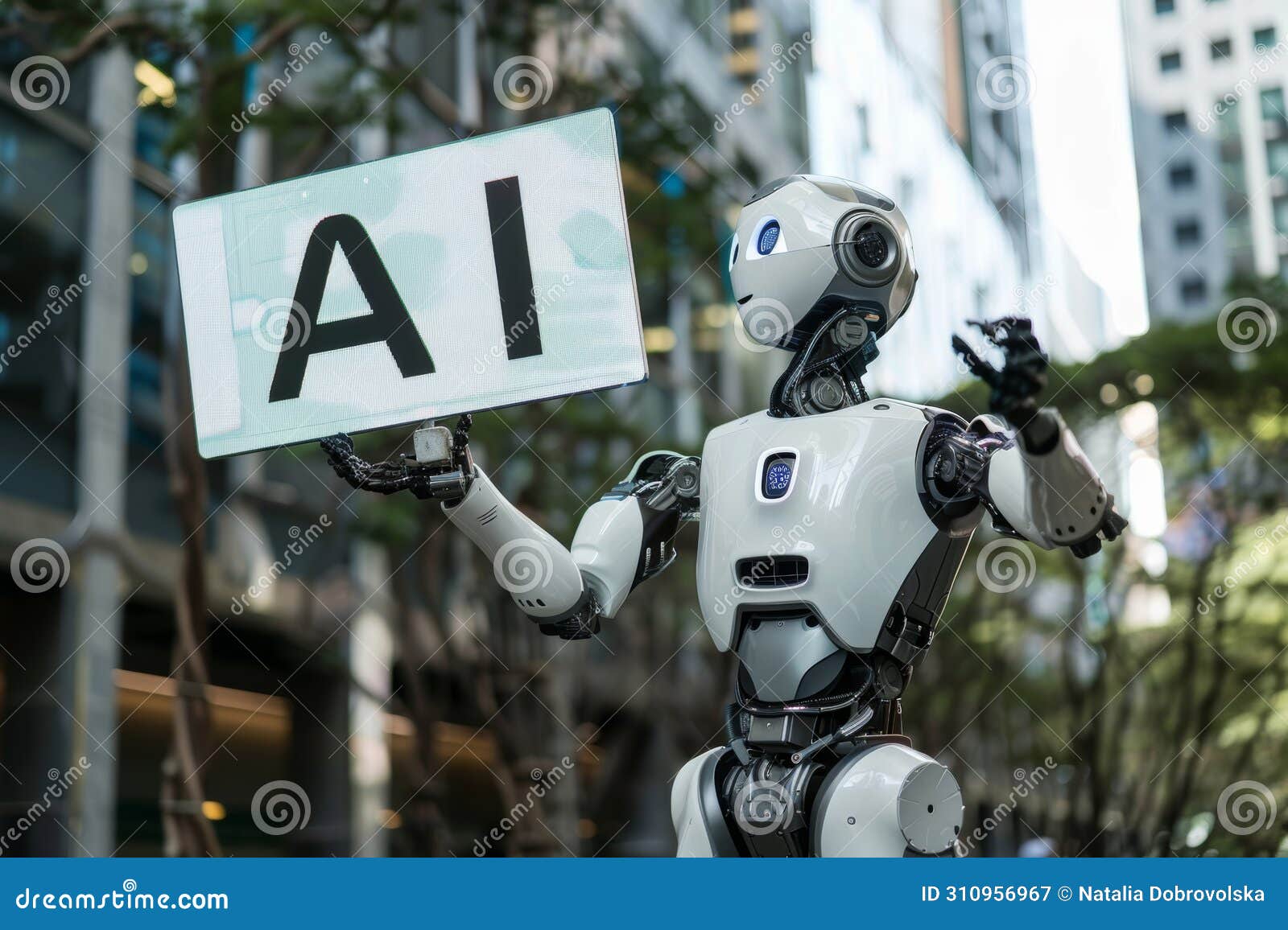 Smart Robot Holding Sign Ai,machine Learning Stock Image - Image of ...