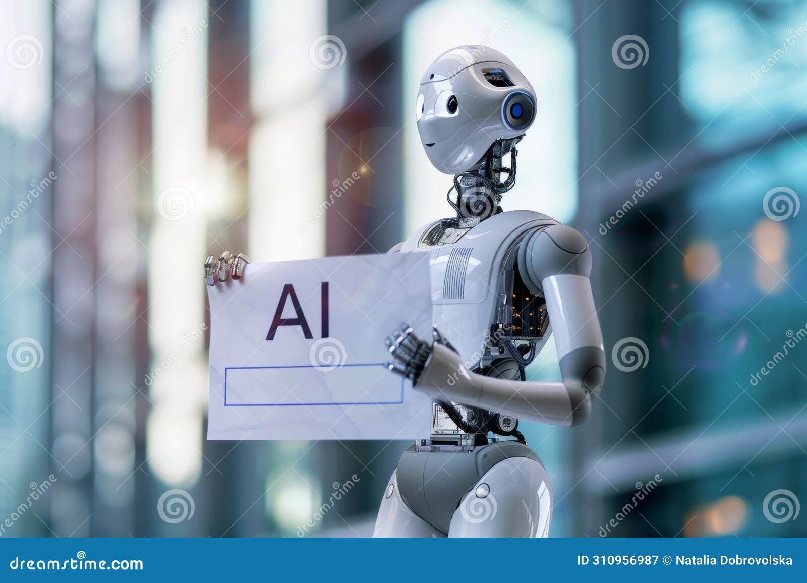 Smart Robot Holding Sign Ai,machine Learning Stock Image - Image of ...