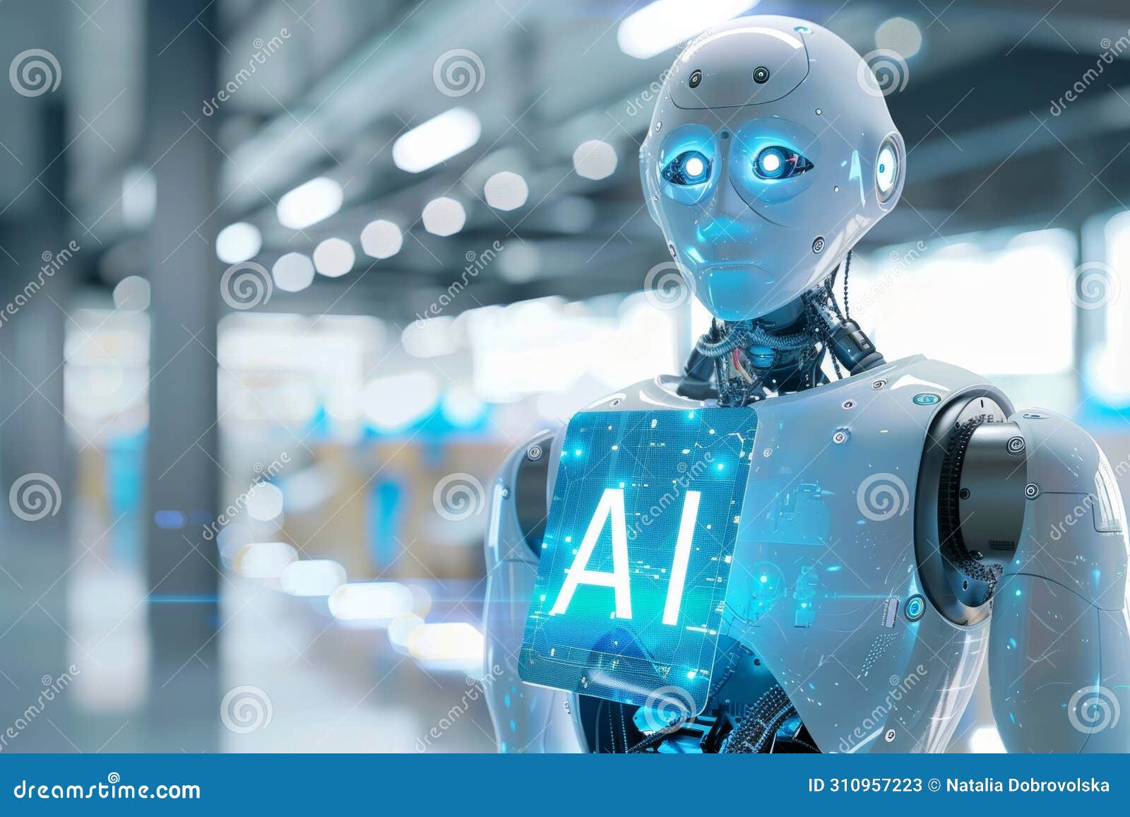 Smart Robot Holding Sign Ai,machine Learning Stock Image - Image of ...