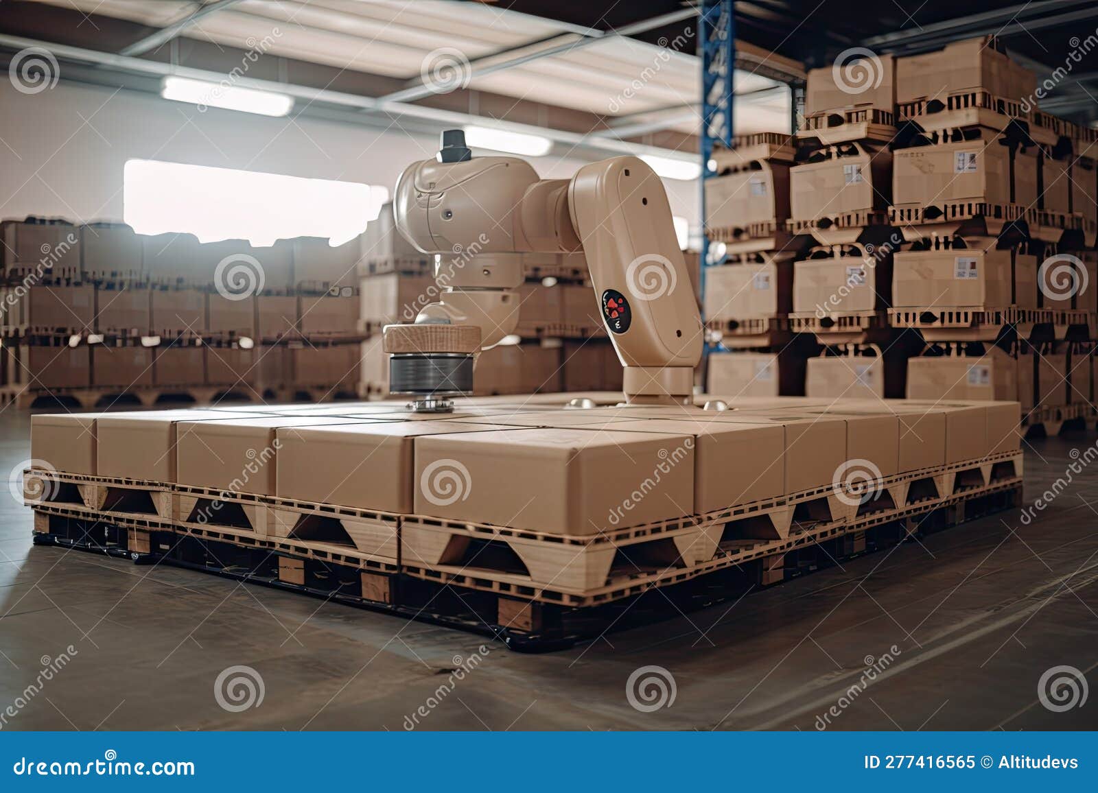 Smart Robot Picking and Placing Boxes on Shipping Pallets Stock Illustration - Illustration of ...