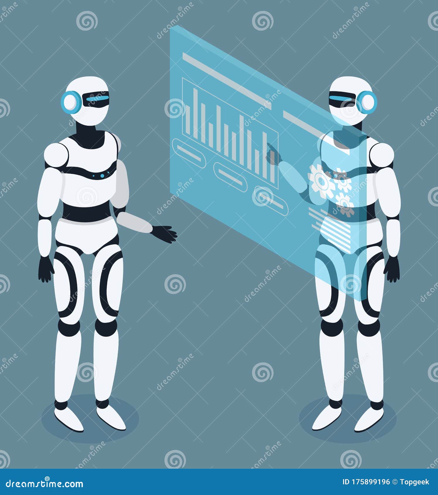 Smart Robot Stand Near Projection with Information Stock Vector ...