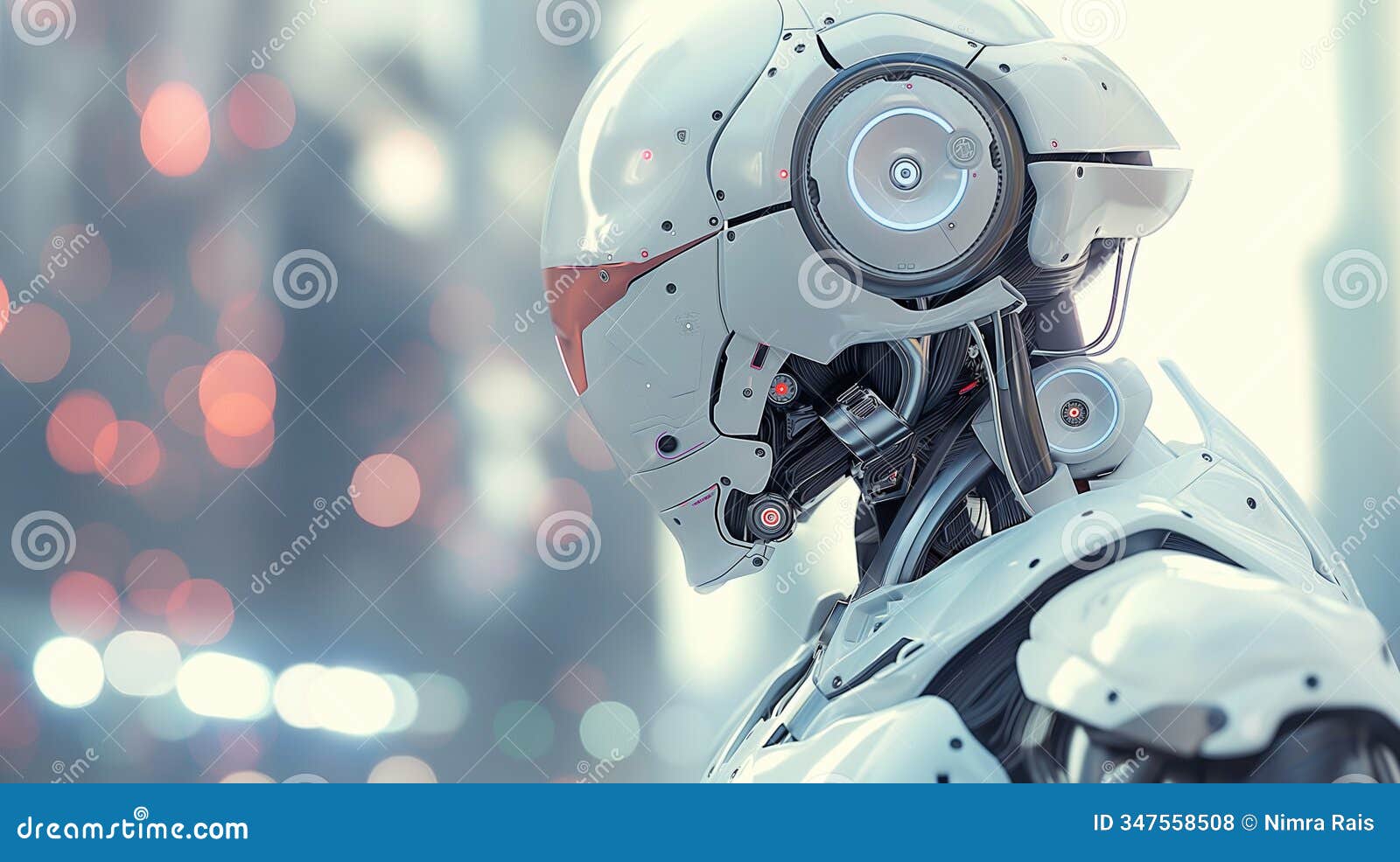 Smart Robot with Unique Neck Structure and Stretched Arms in Side, 3d ...