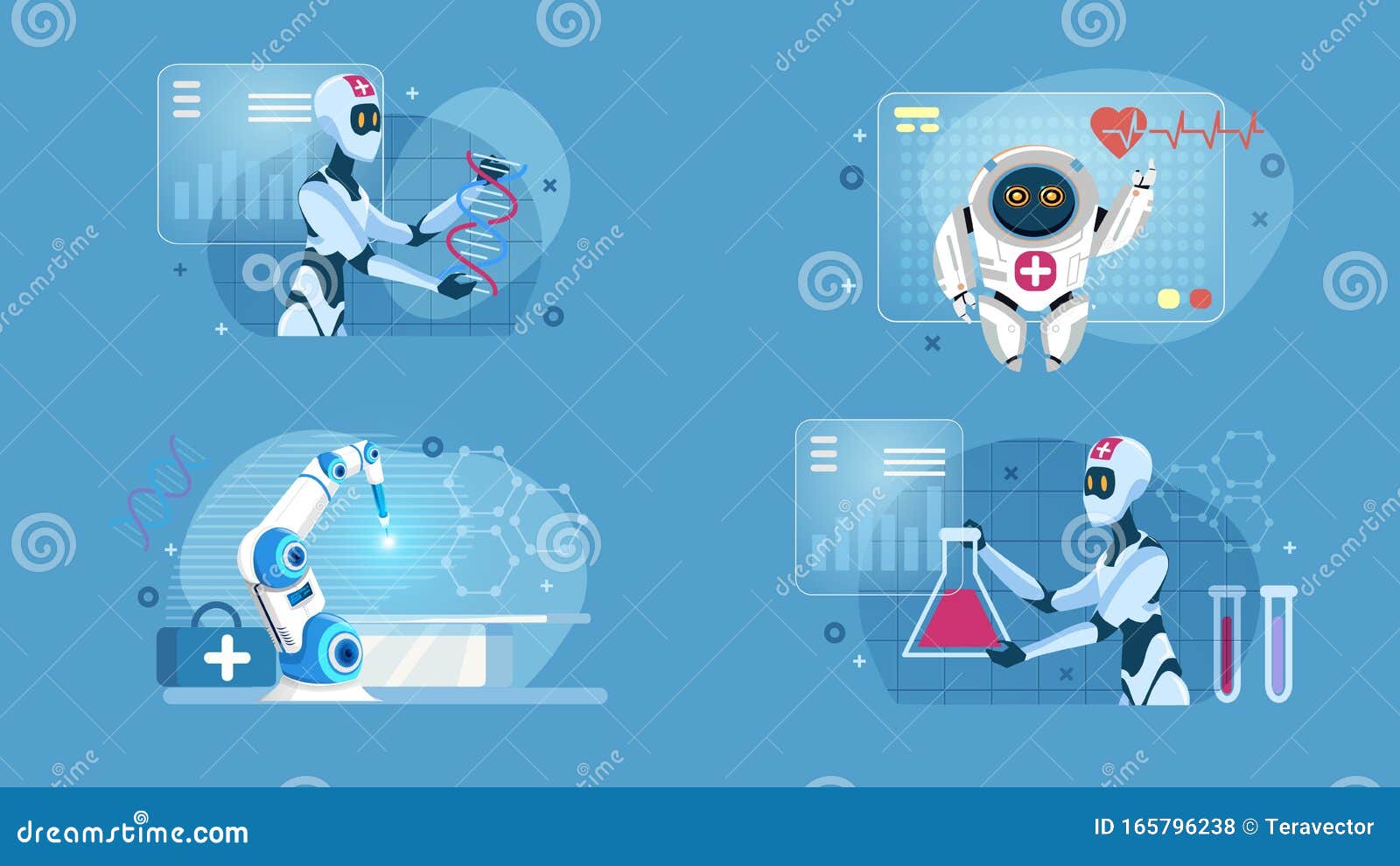Smart Robotic Artificial Intelligence Medical Set Stock Vector ...