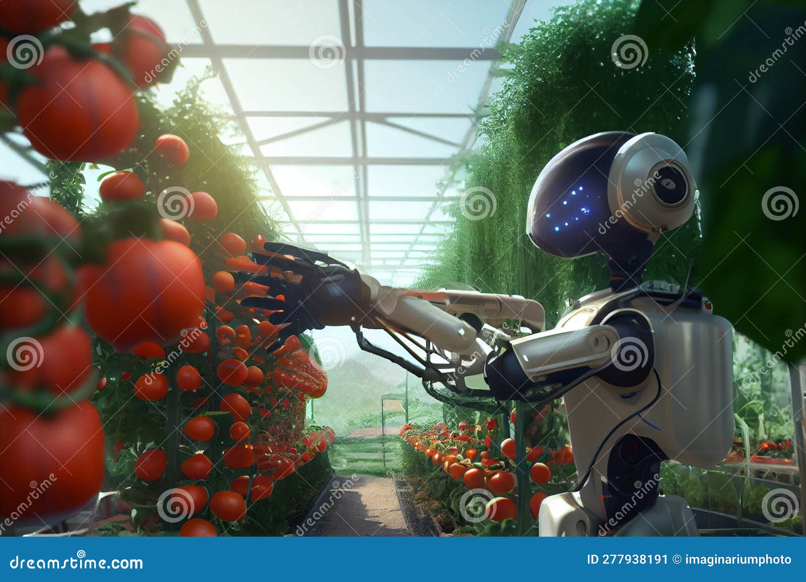 Futuristic Tomato Harvesting: Robot Cyborg In Greenhouse - Generative ... Futuristic Tomato Harvesting: Robot Cyborg In Greenhouse - Generative ...