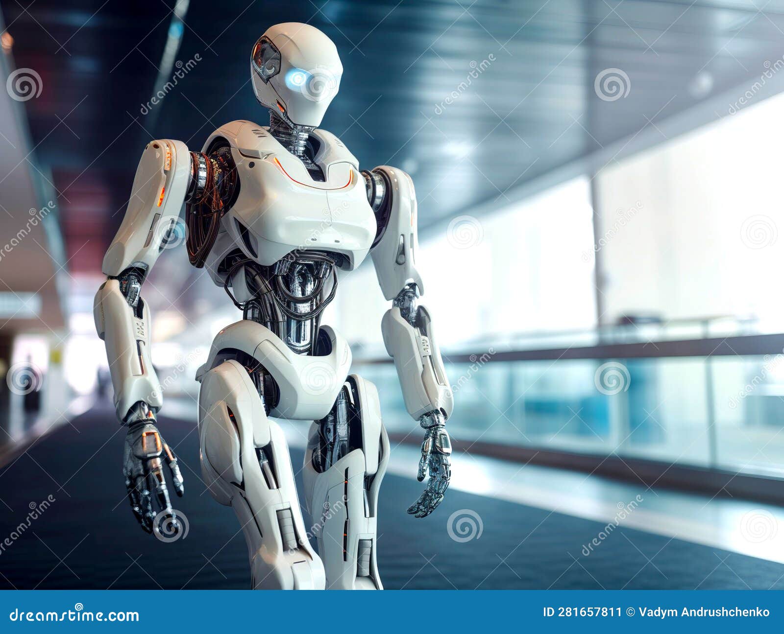 Smart Robotic Technology Concept. Service Robot Stand To Help ... Smart Robotic Technology Concept. Service Robot Stand To Help ...