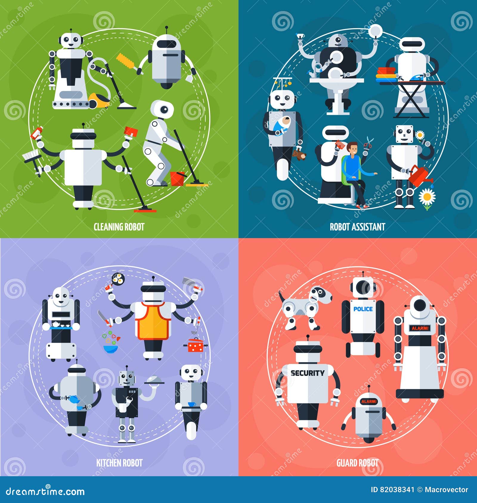 Smart Robots Concept stock vector. Illustration of infographics - 82038341