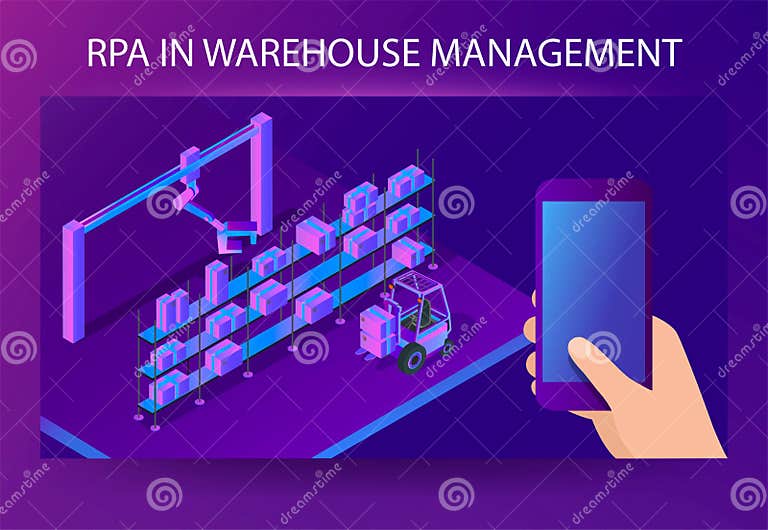 Smart RPA Warehouse Management System. Isometric Vector Stock Vector ...