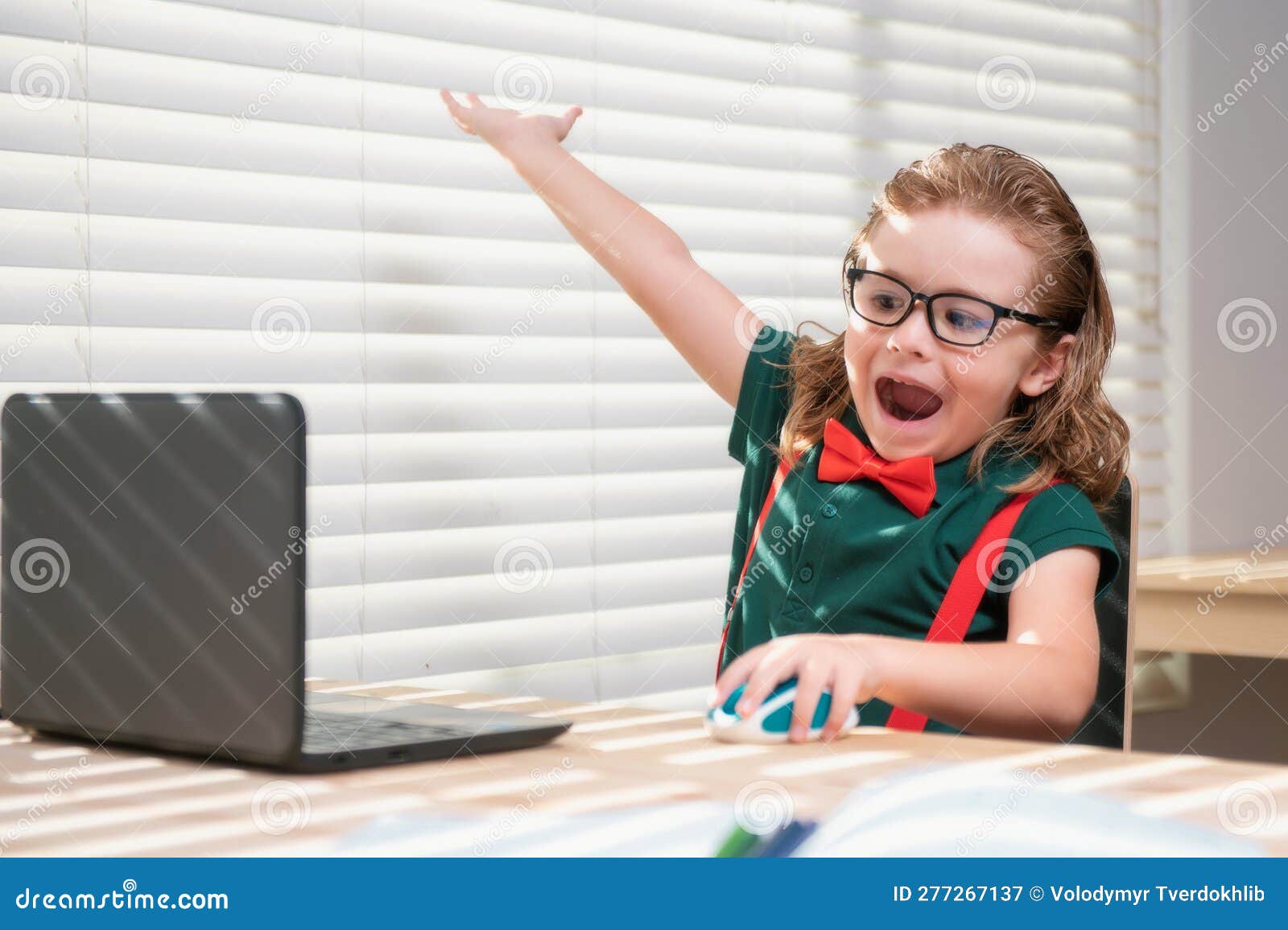Smart School Boy at Home Writing Homework. Little Student with Notebook ...