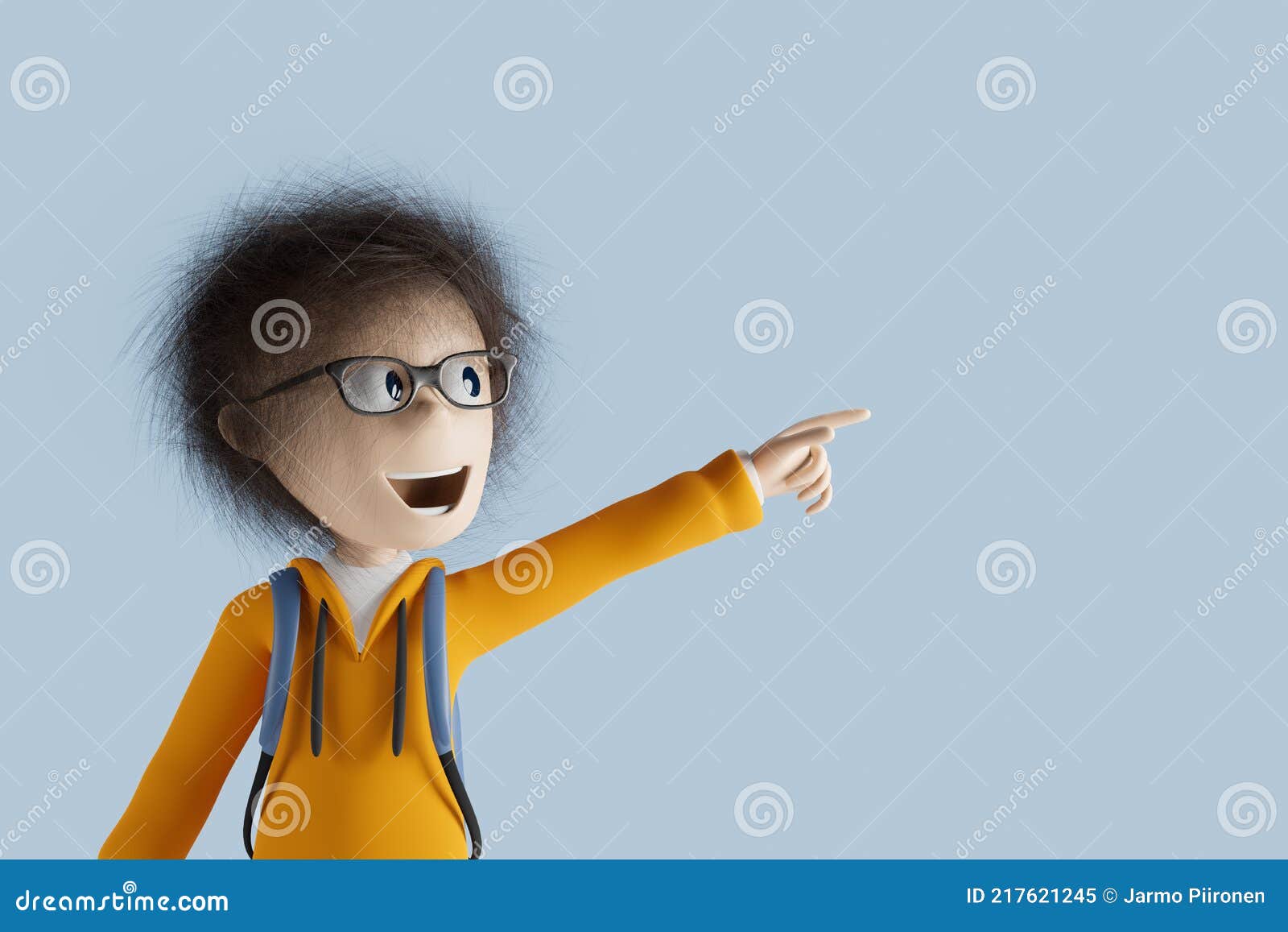 Smart School Kid Pointing at the Copy Space on His Left Side. Stock ...