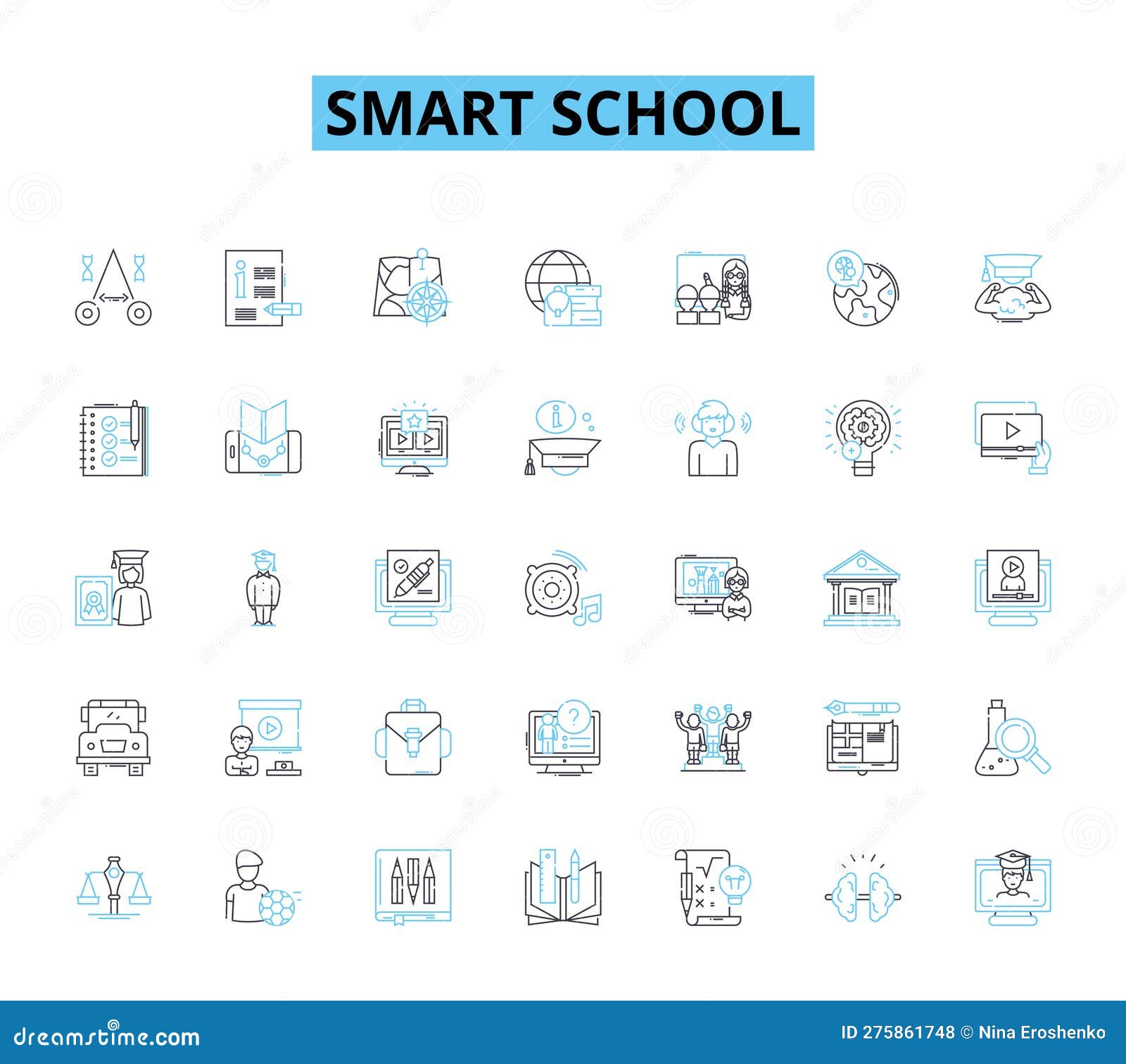 Smart School Linear Icons Set. Innovation, Technology, Efficiency ...