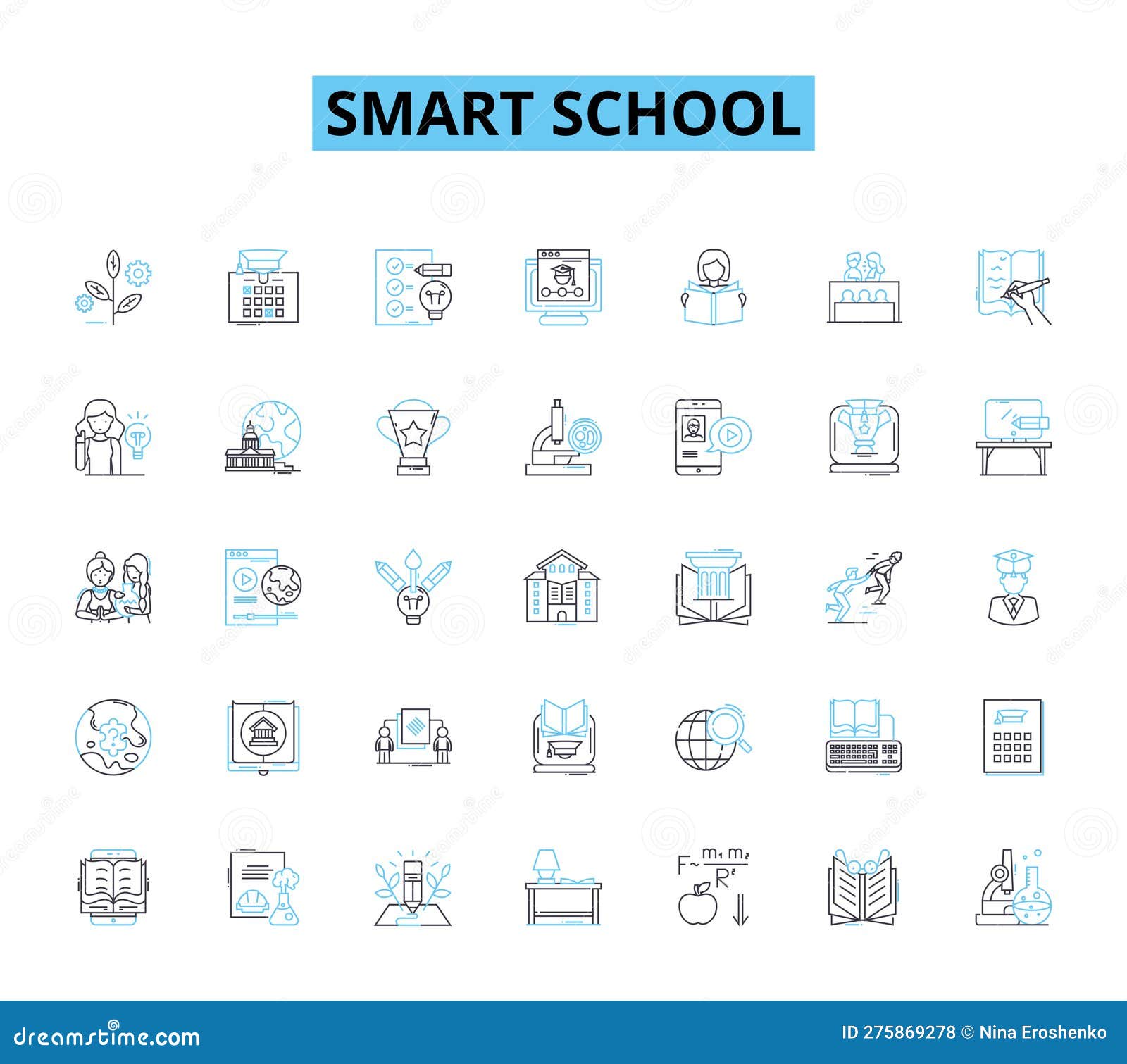 Smart School Linear Icons Set. Innovation, Technology, Efficiency ...