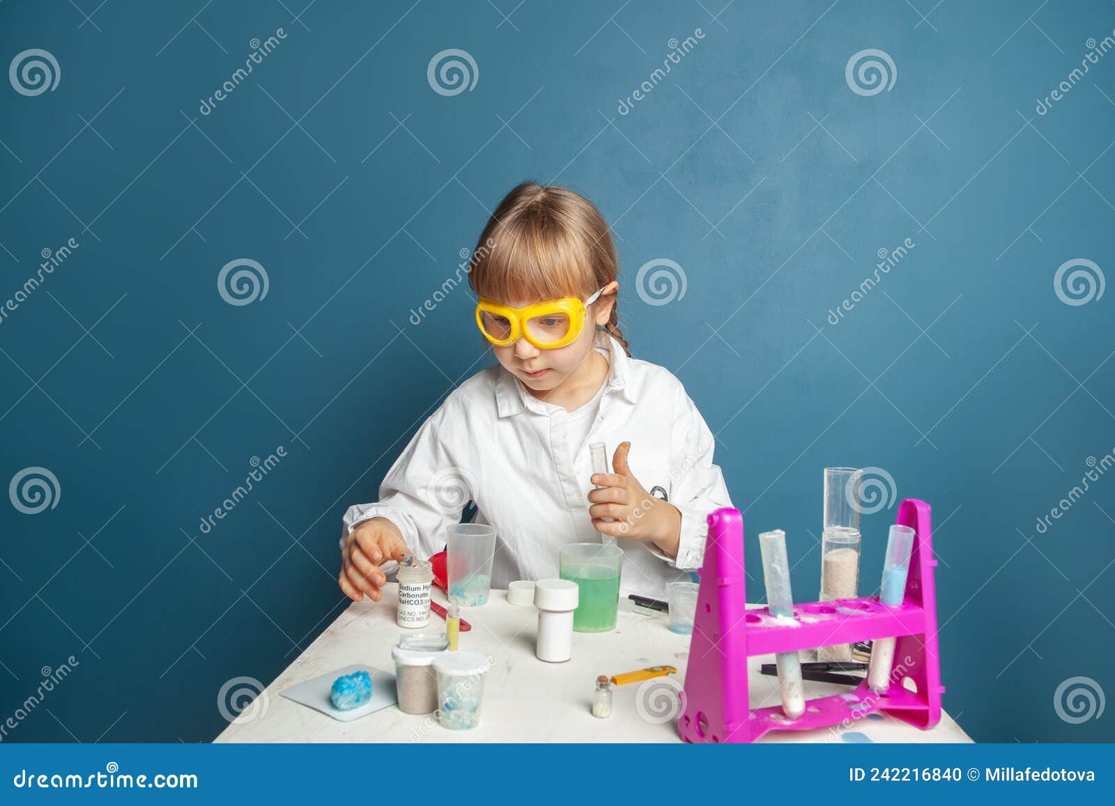 Smart Science Student Child Girl Studying Science Stock Photo - Image ...