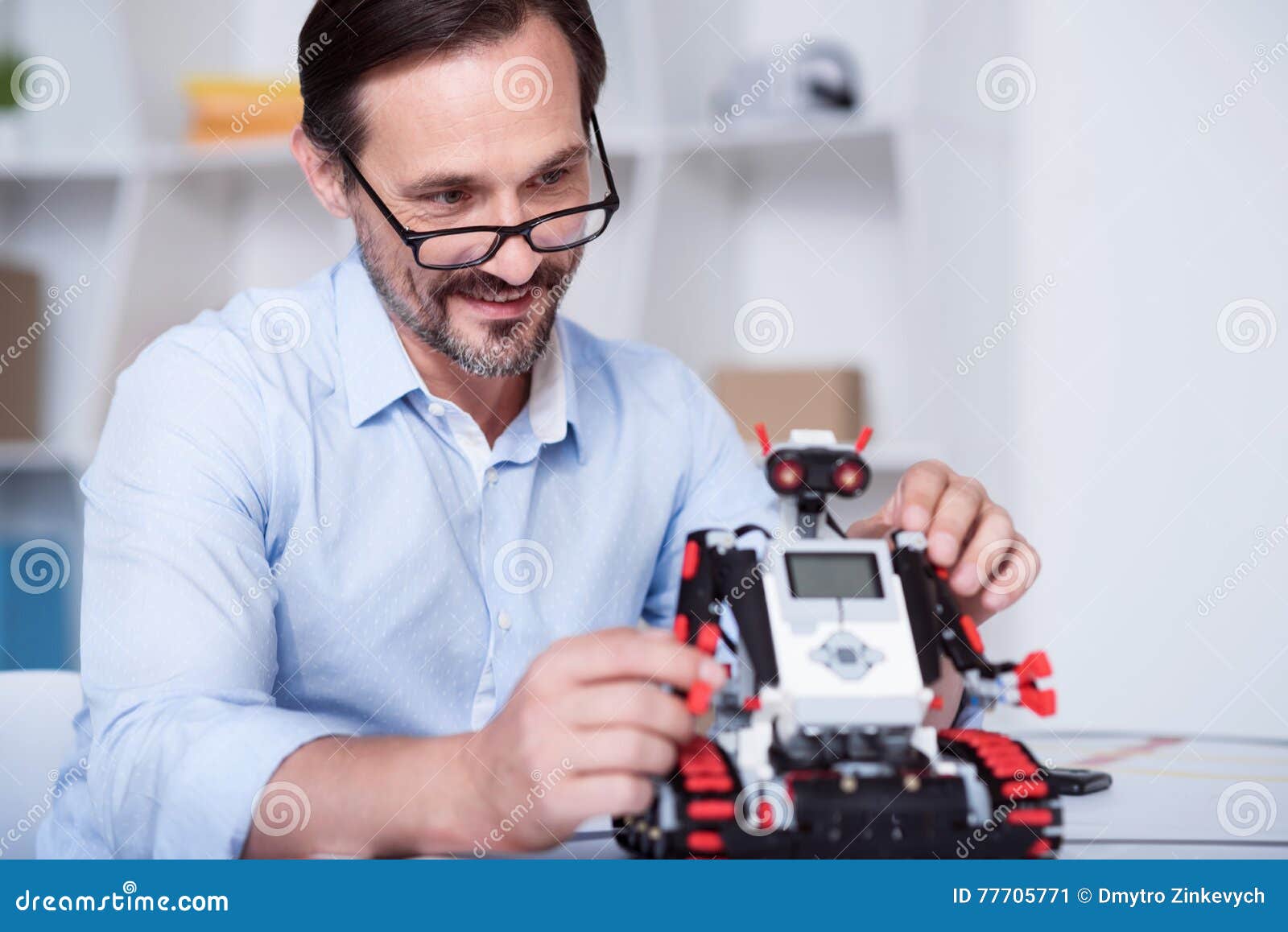 Smart Scientist Working on a Robot Production Stock Image - Image of ...