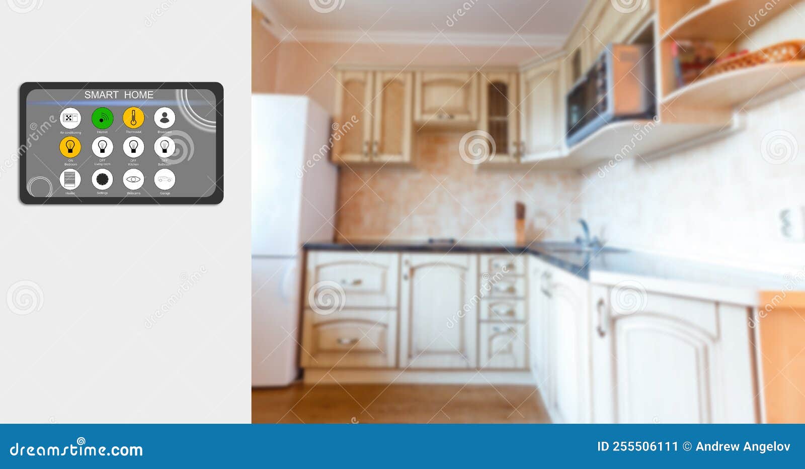 Smart Screen with Smart Home and Modern Living Room Stock Image - Image ...