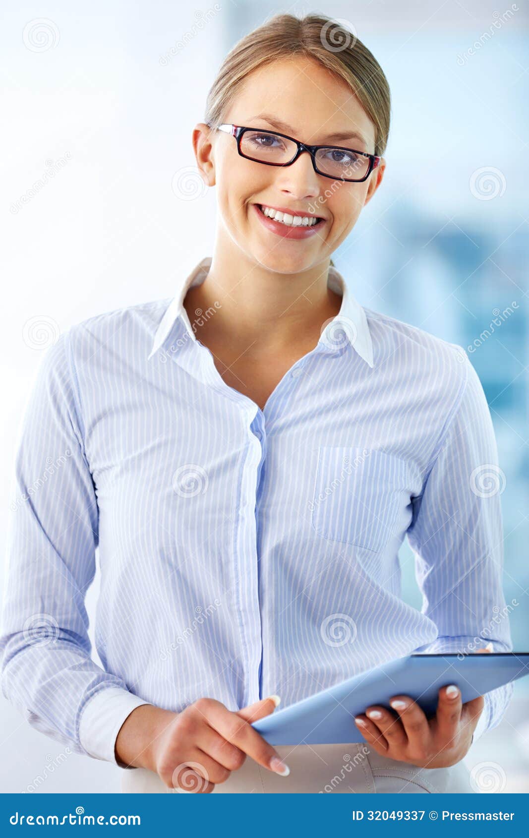 Smart secretary stock image. Image of eyeglasses, busy - 32049337