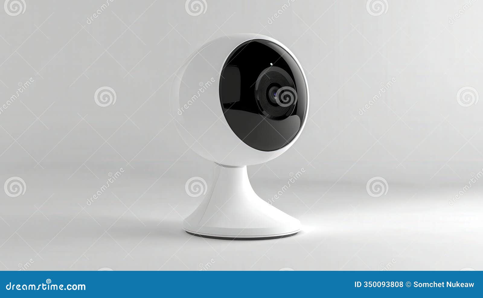 Smart Security Camera on Sleek White Stand Home Surveillance Device ...