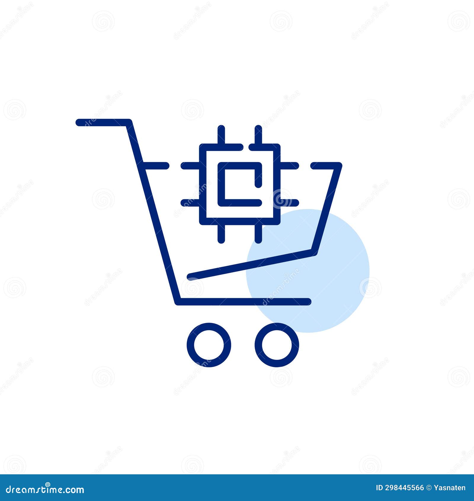 Smart Shopping Cart with Microchip. Contactless Shopping. Pixel Perfect ...